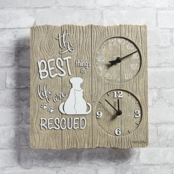 Taylor | Dog | New Taylor Pet Rescue Clock Thermometer Poly Resin ...